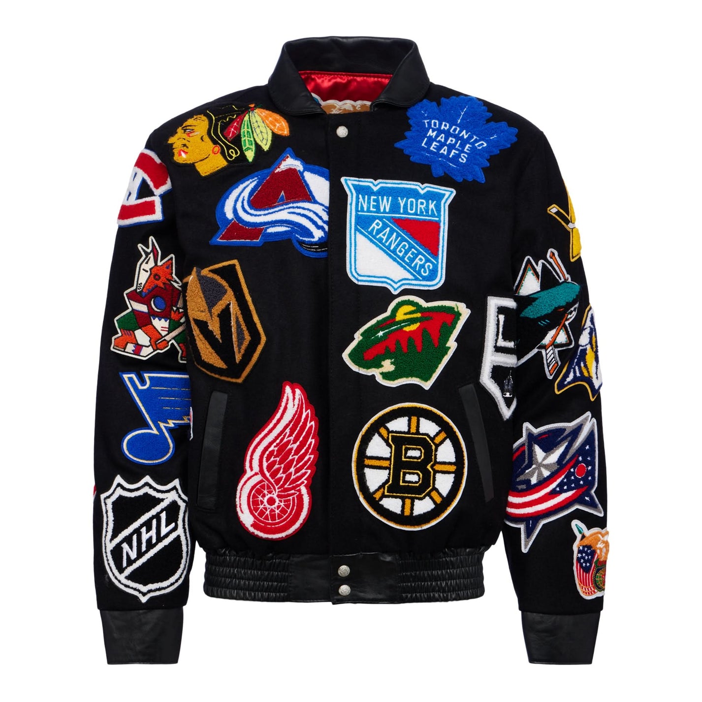 NHL COLLAGE WOOL & LEATHER JACKET Black – Jeff Hamilton Shop