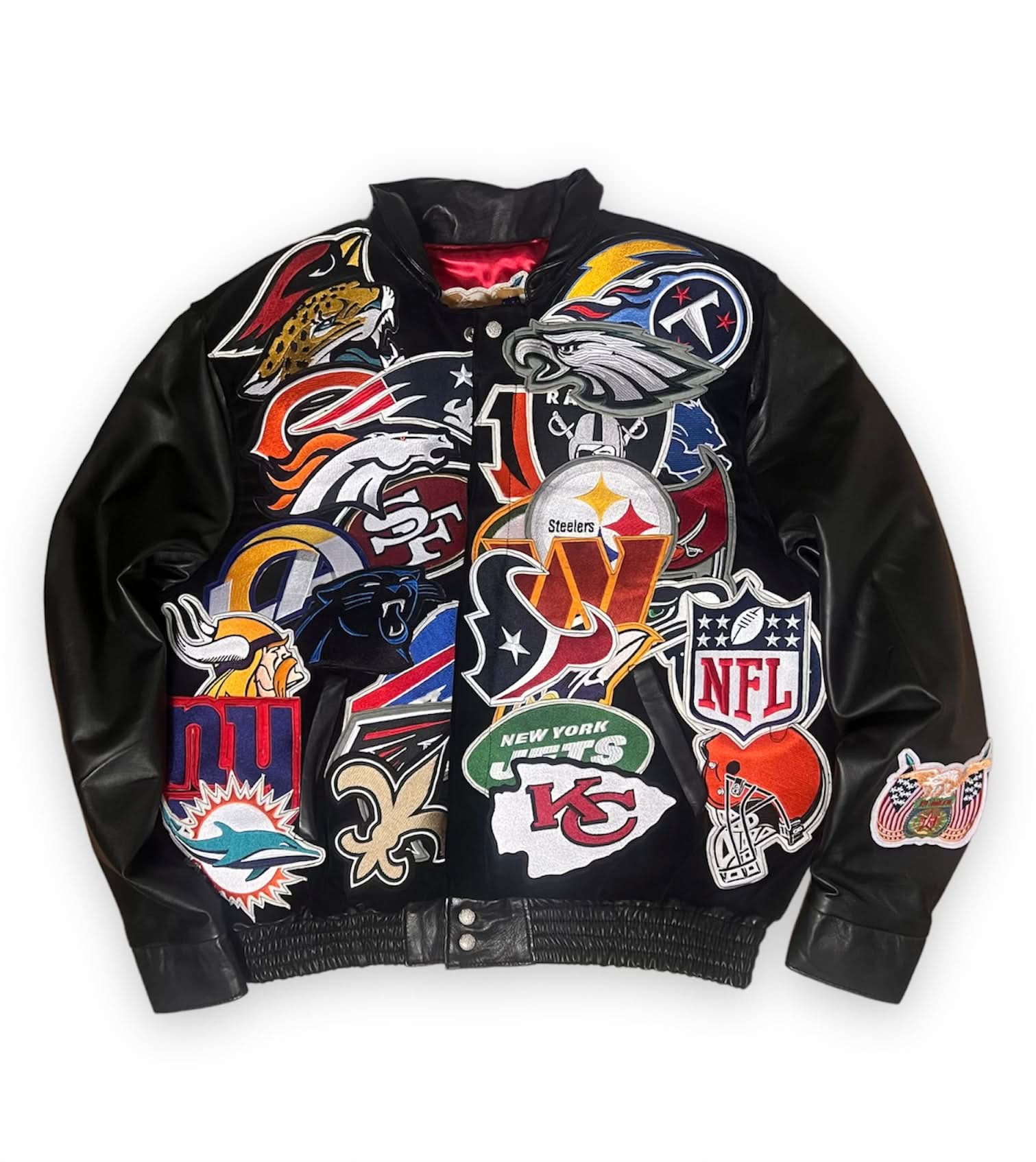 NFL MEGAPATCH WOOL & LEATHER JACKET Black – Jeff Hamilton Shop